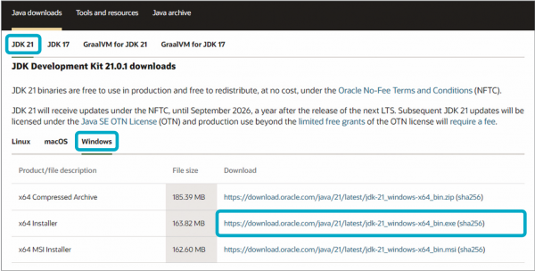 [Java] 자바 개발 도구 설치: Oracle JDK 21